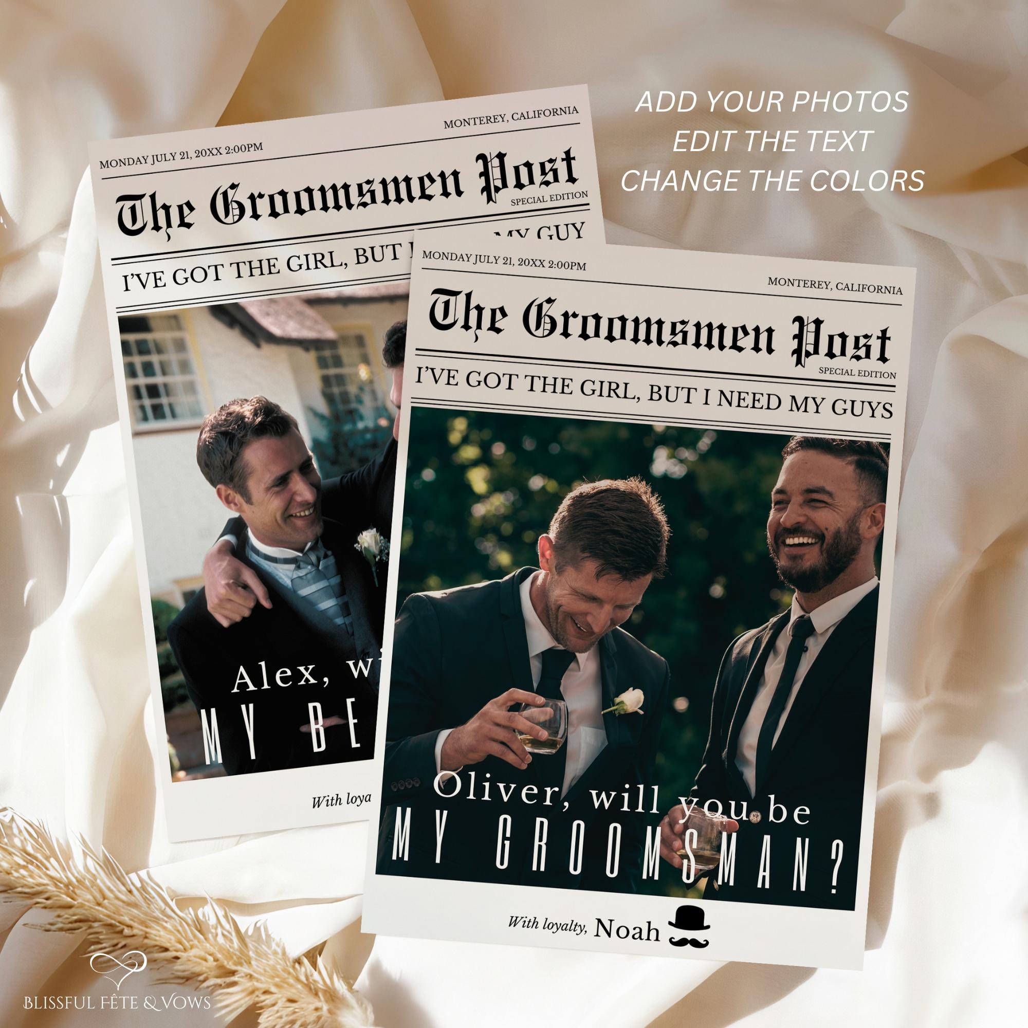 Groomsmen Proposal Card Wedding Newspaper Template, Will You Be My ...