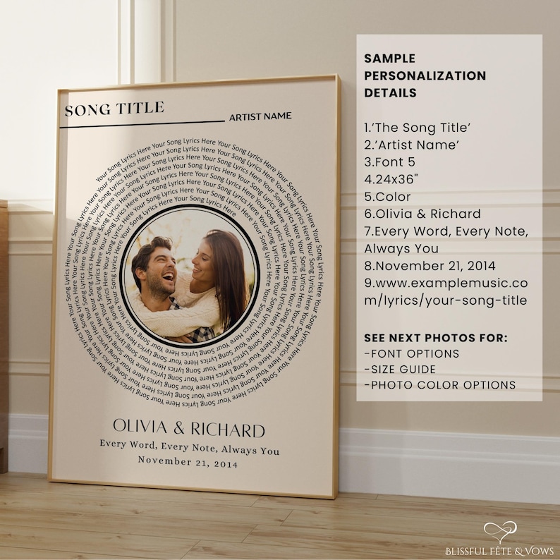Custom Vinyl Record Song Lyrics Print, Personalized Song Lyrics With ...