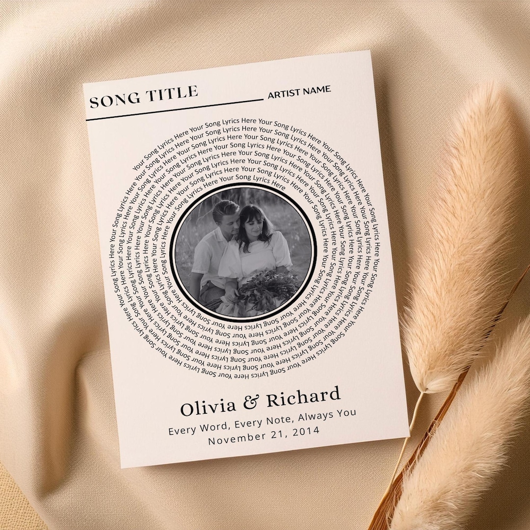 Custom Vinyl Record Song Lyrics Print, Personalized Song Lyrics With ...