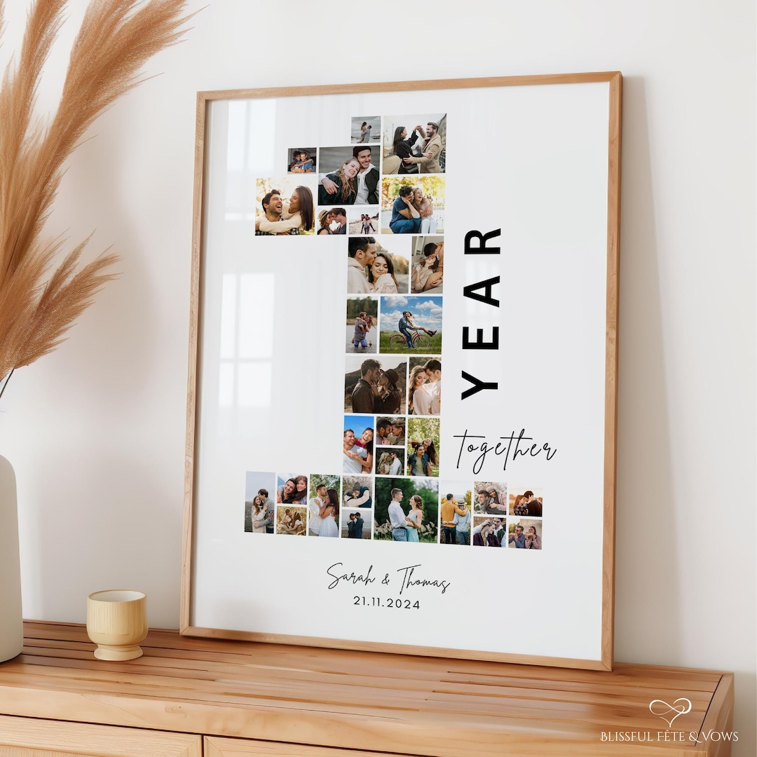 1st Anniversary Photo Collage Canva Template – Custom “one Year ...