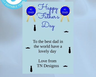 Digital Father's Day Message Template Instant Download E-text Printable ...
