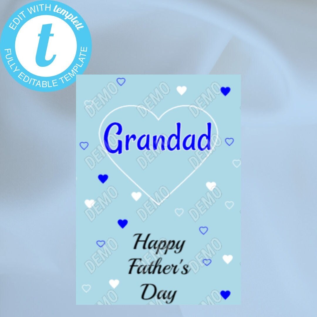 Grandad Father's Day Digital Template Instant Download E-text Printable ...
