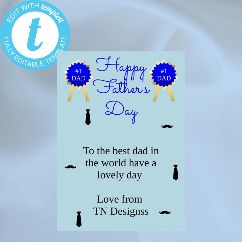 Father's Day Digital Template Set Instant Download Printable Cards for ...