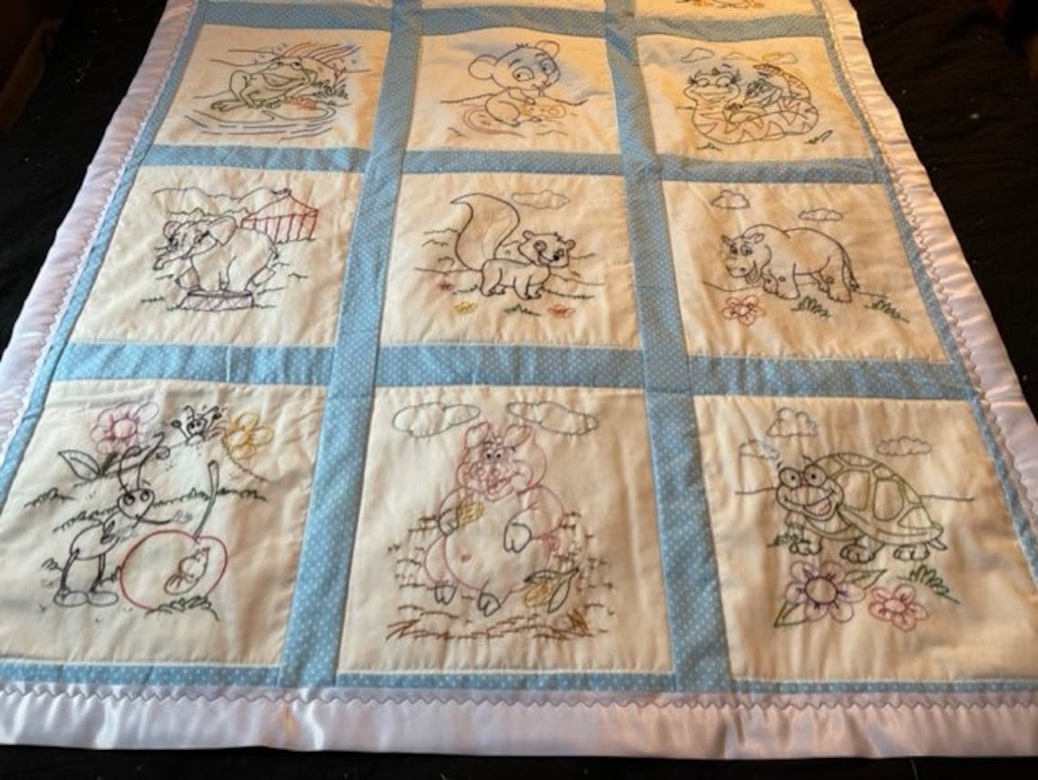 Hand Embroidered Baby Quilt - Etsy