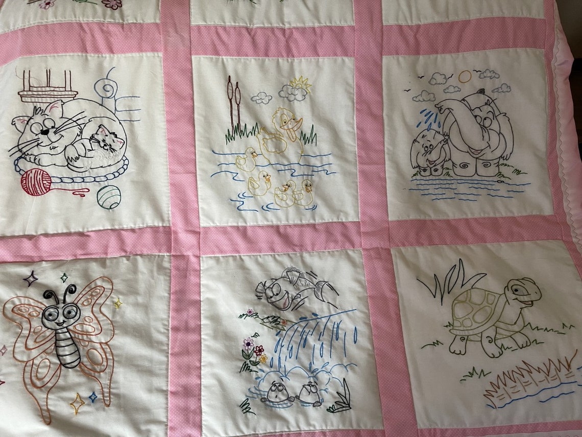 Hand Embroidered Baby Quilt - Etsy
