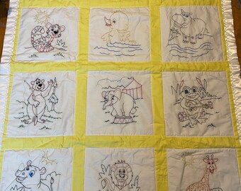 Hand Embroidered Baby Quilt - Etsy