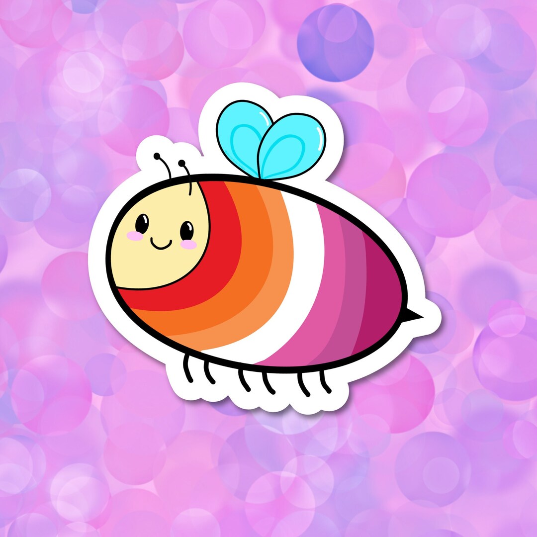Lesbian Pride Bee Vinyl Sticker - LGBTQIA+ Vinyl Sticker - Indoor ...