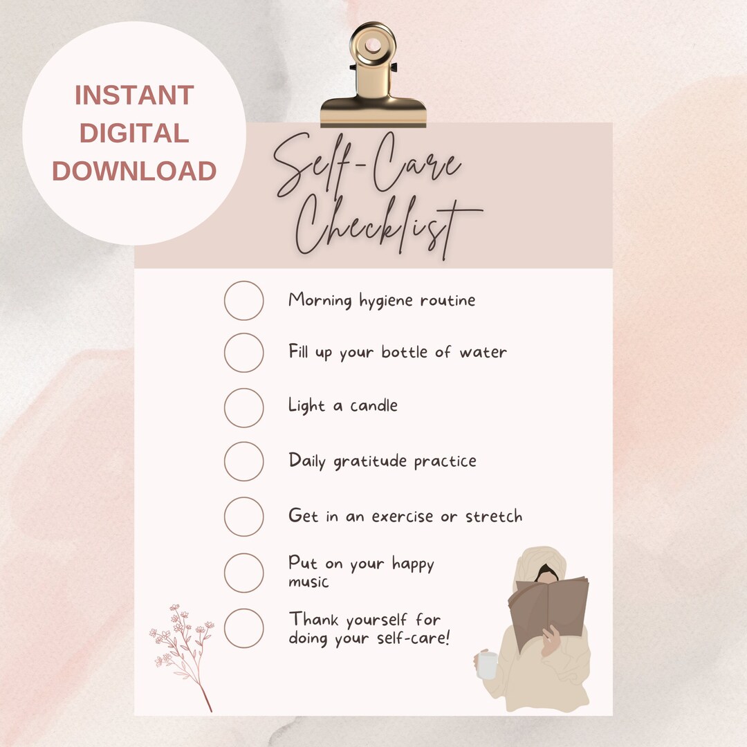 Self Care Checklist | Daily Self Care List | Downloadable Self Care ...