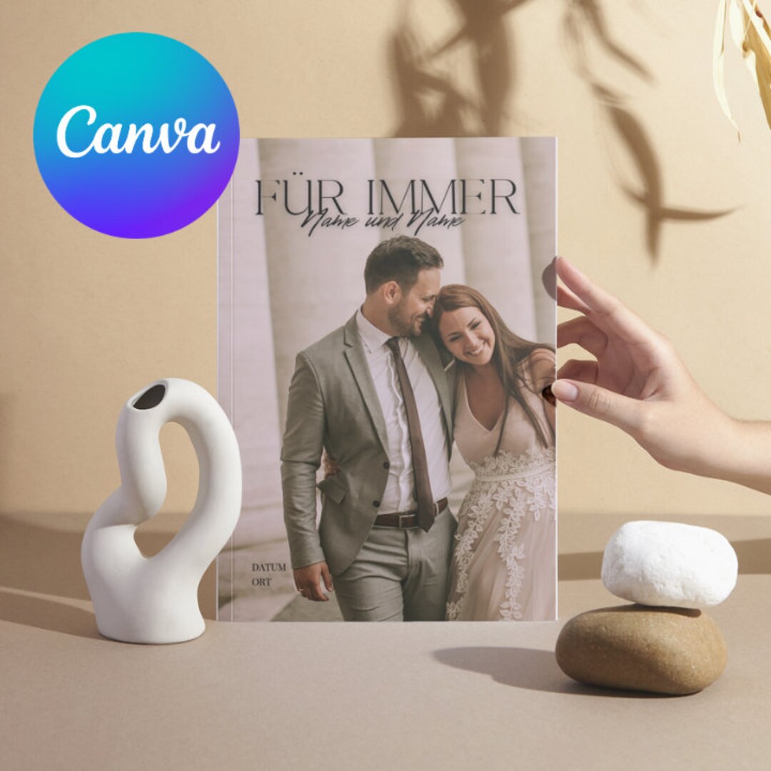 50 Pages Wedding Photo Album, Magazine, Personalize With Canva, Edit ...