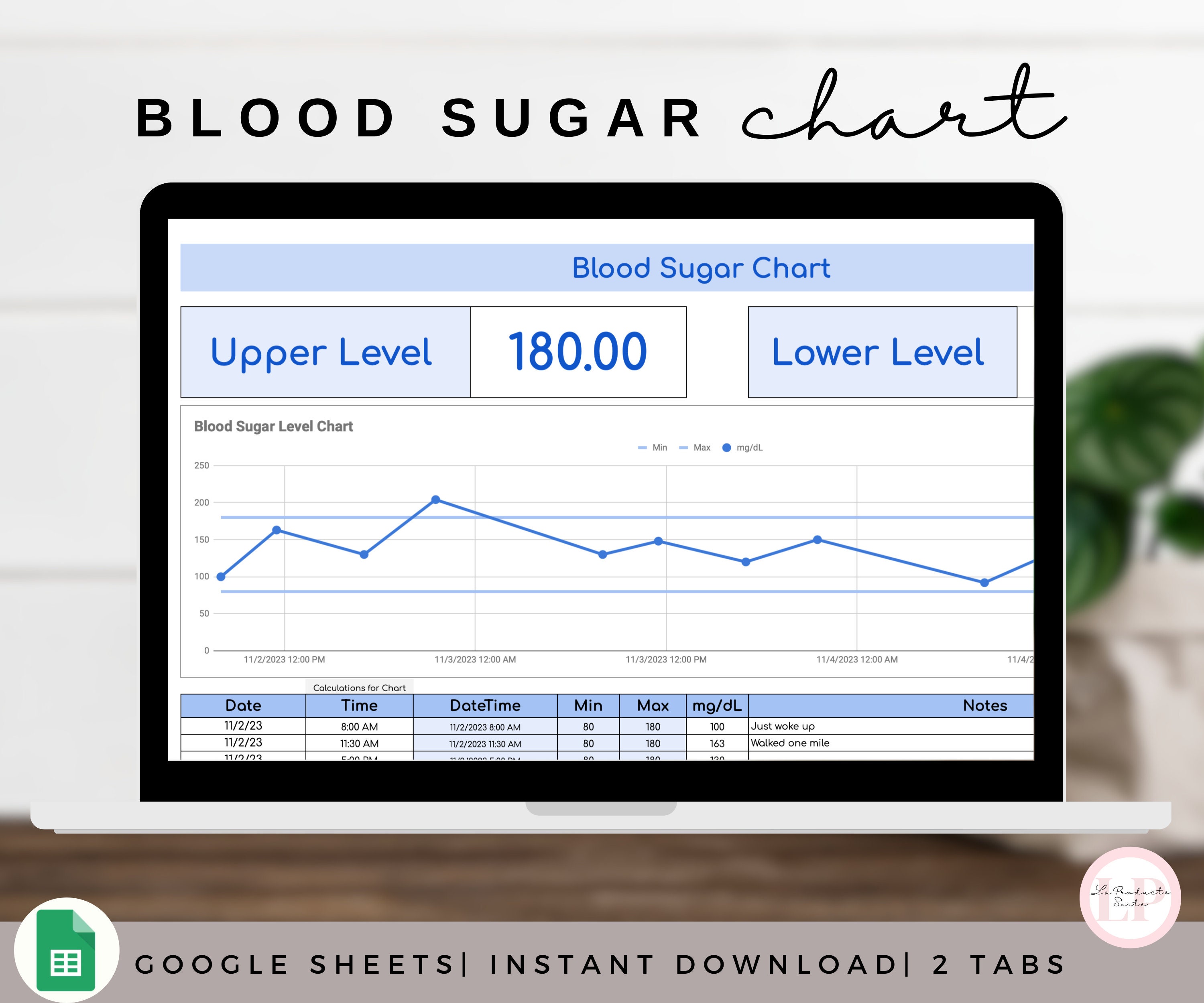 Blood Sugar Chart for Google Sheets Calorie Tracker Food - Etsy