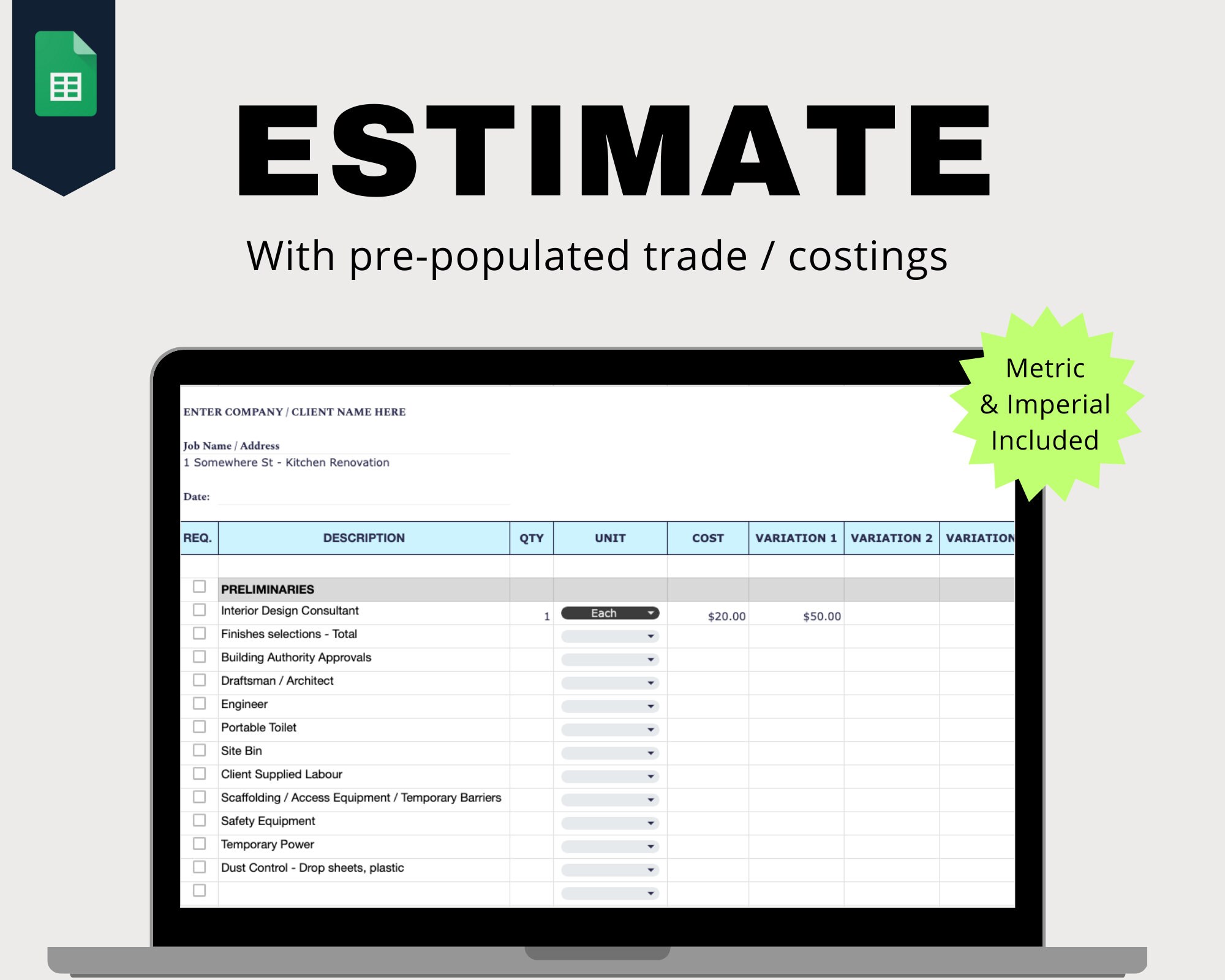 Kitchen Project Manager Suite - Gantt Chart, Estimate Template ...
