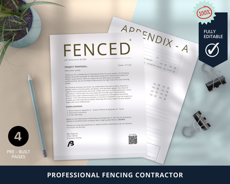 Professional Fence Quote Template. Edit for Free in Canva! Win Projects ...