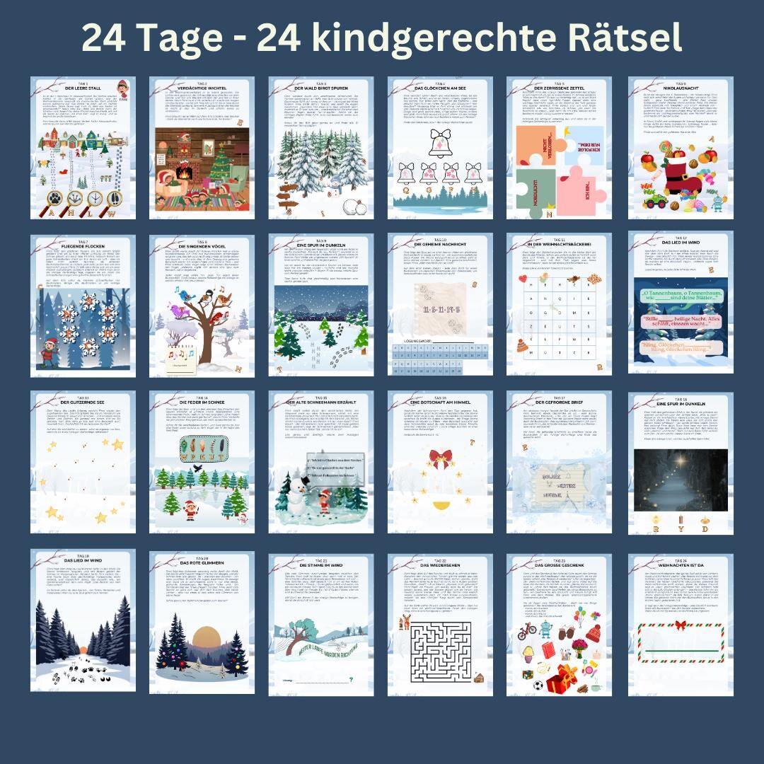 Printable Advent Calendar for Children Aged 4 and up | 24 Puzzles ...