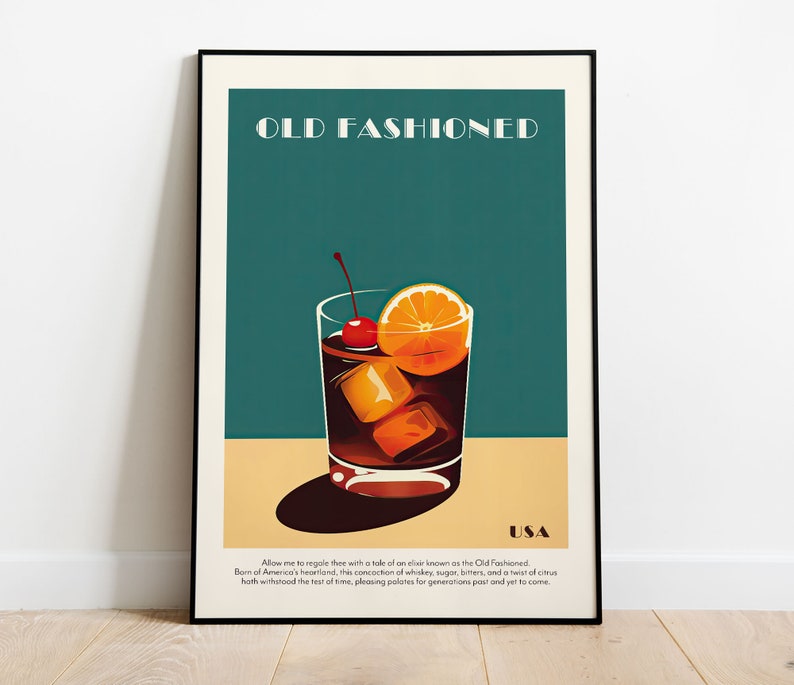 Old Fashioned Print Cocktail Printable Old Fashioned - Etsy