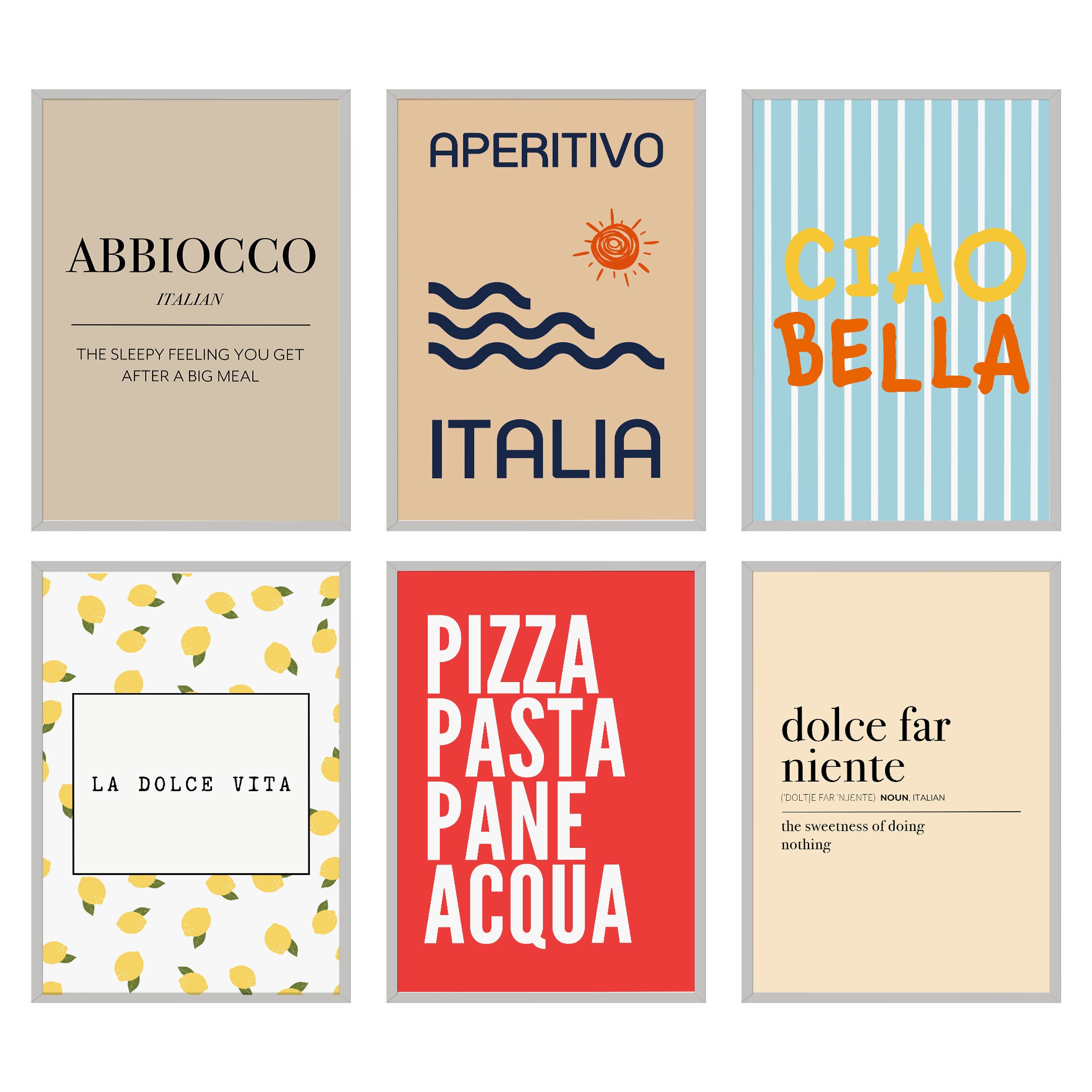 Italian Wall Art Set of 6 Printable Italian Wall Decor - Etsy