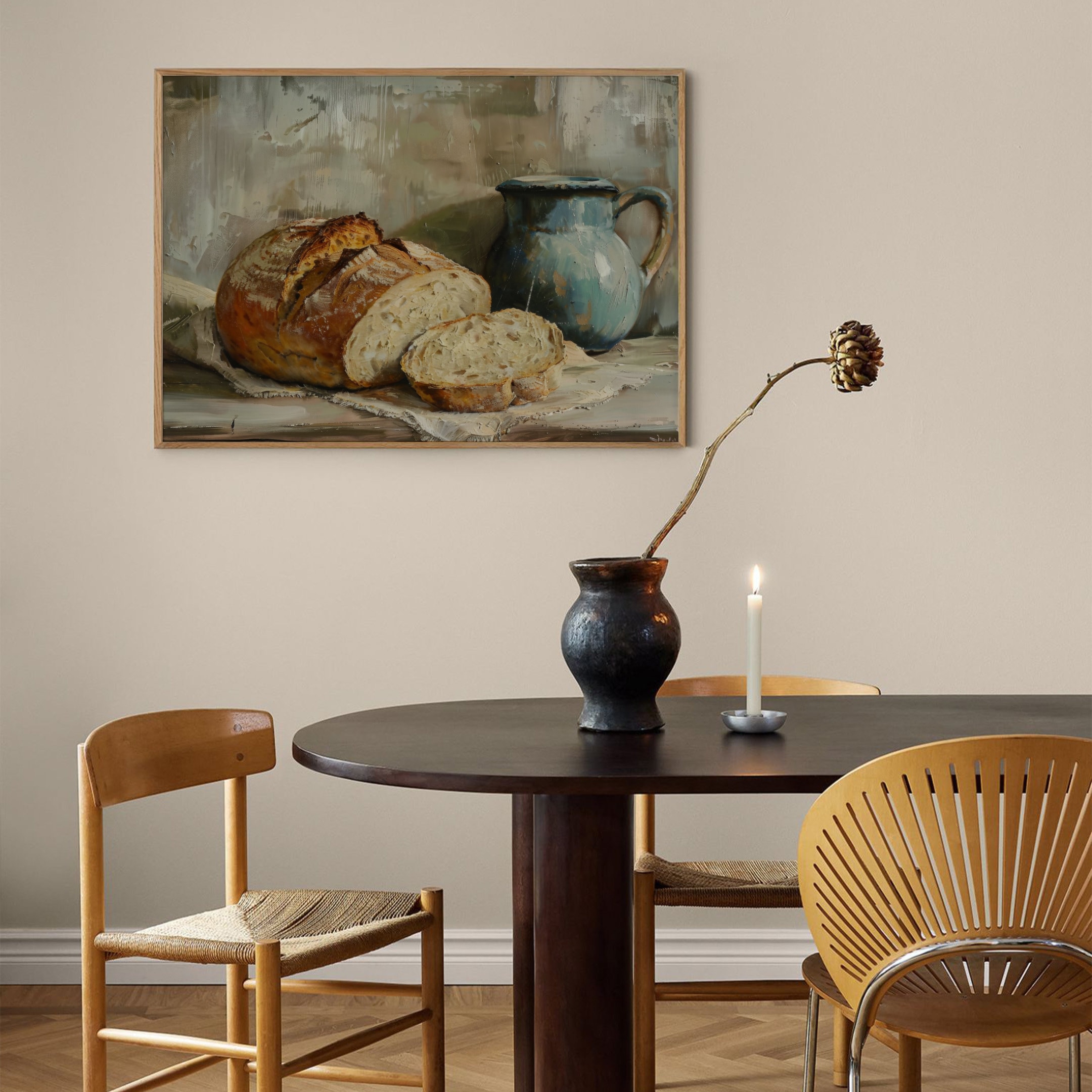 Country Kitchen Wall Art, Rustic Decor, Bread Still Life Print, Bread ...