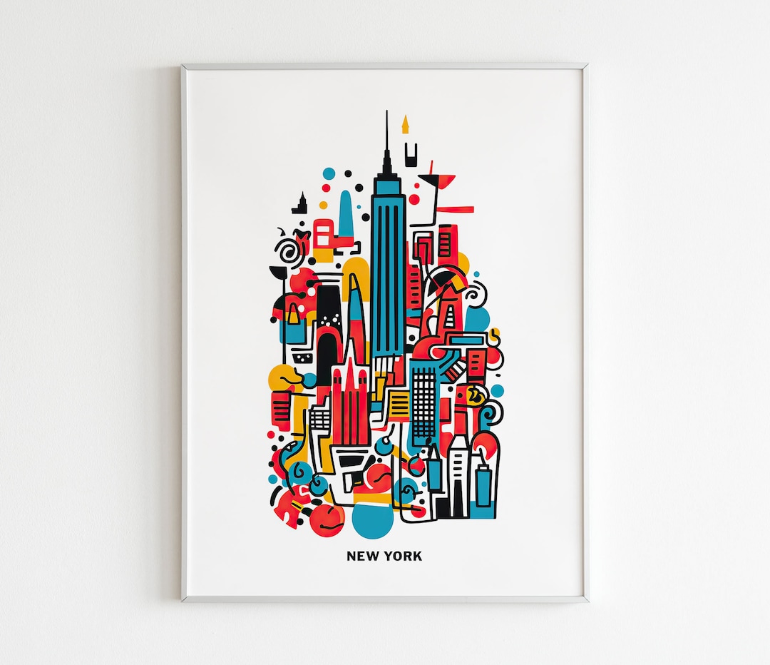 New York City Pop Art Print, Digital Wall Art, Printable NY Poster ...