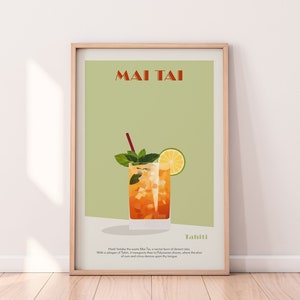Mai Tai Poster, Cocktail Print, USA Cocktail, Retro Poster ...
