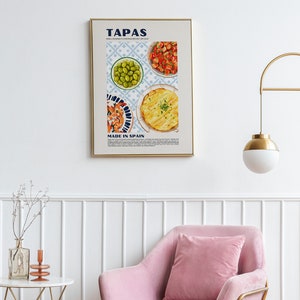 Tapas Art Print, Tapas Poster, Tapas Food Art, Spain Cuisine, Spain ...