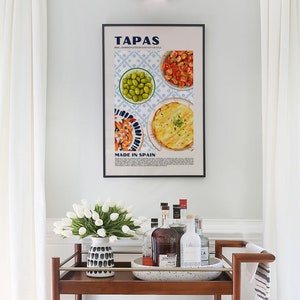 Tapas Art Print, Tapas Poster, Tapas Food Art, Spain Cuisine, Spain ...