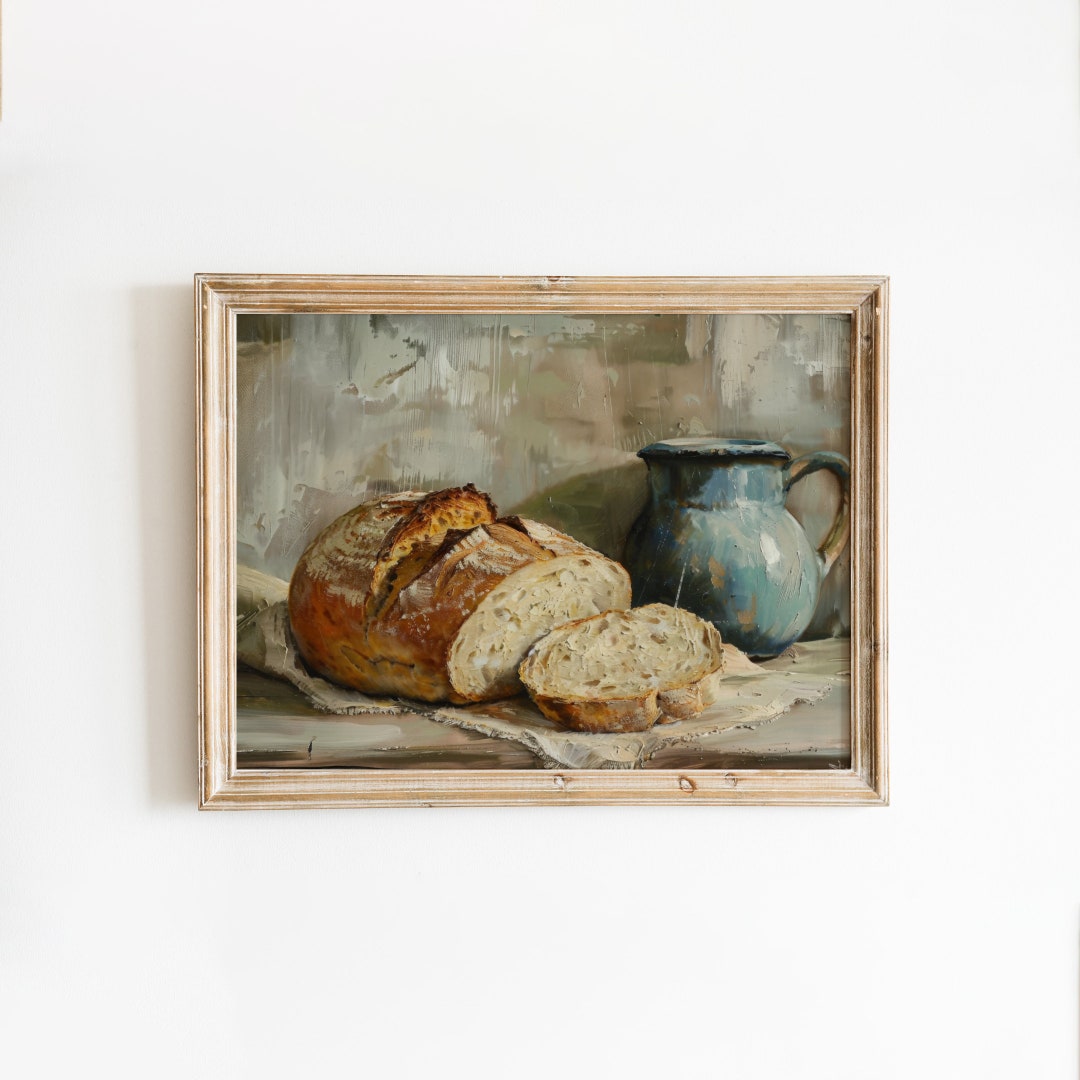 Country Kitchen Wall Art, Rustic Decor, Bread Still Life Print, Bread ...