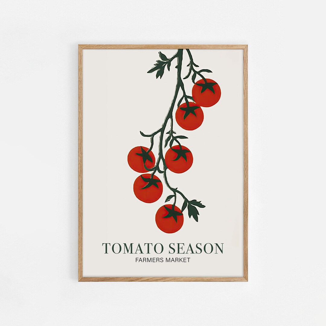 Tomato Season Poster, Tomato Food Print, Modern Dining Room and Kitchen ...