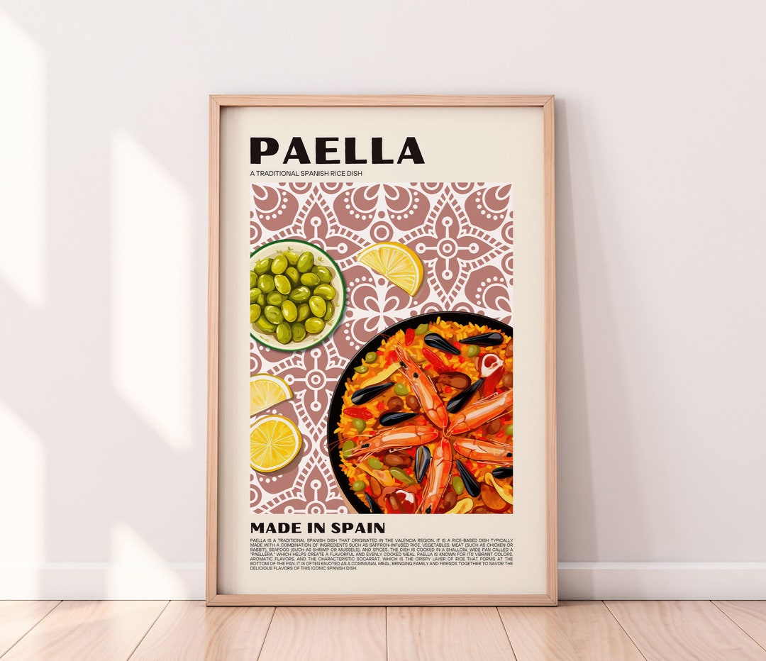 Paella Art Print, Paella Poster, Paella Food Art, Spain Cuisine, Spain ...