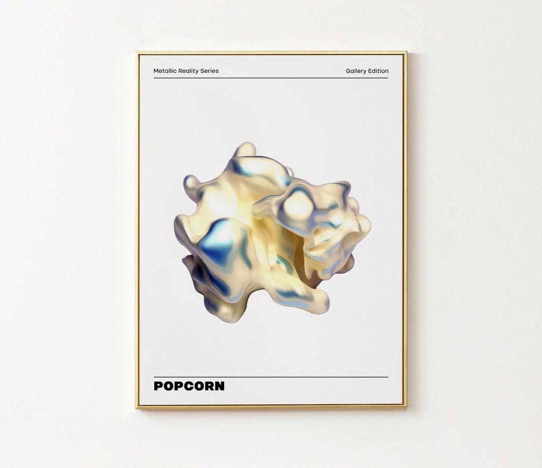 Metallic Popcorn Wall Decor, Vibrant Chrome Holographic Poster, Funky ...