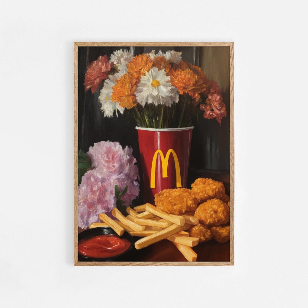 Nuggets and Fries, Fast Food Still Life Oil Painting, Fine Art Print ...