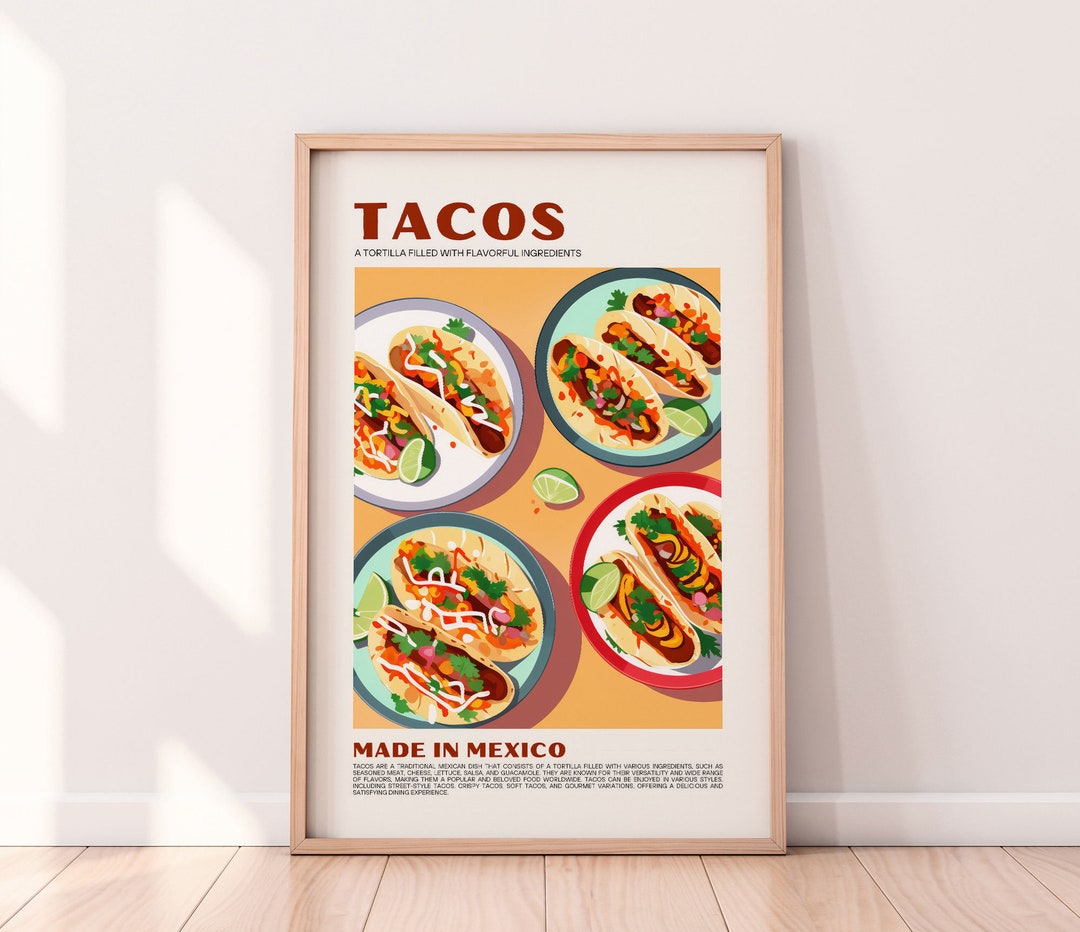 Tacos Poster, Tacos Art Print, Cuisine Art Print, Cuisine Poster ...