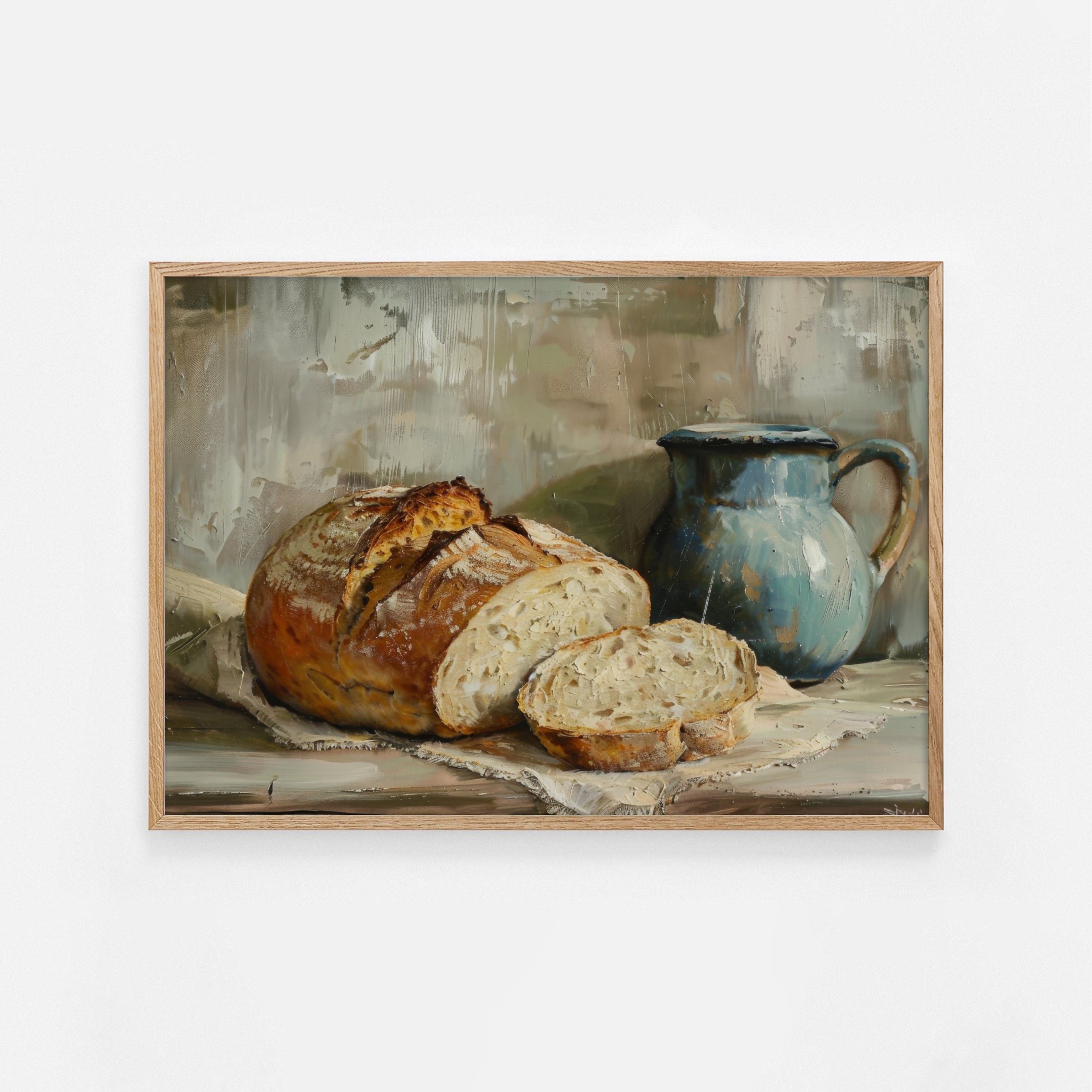 Country Kitchen Wall Art, Rustic Decor, Bread Still Life Print, Bread ...