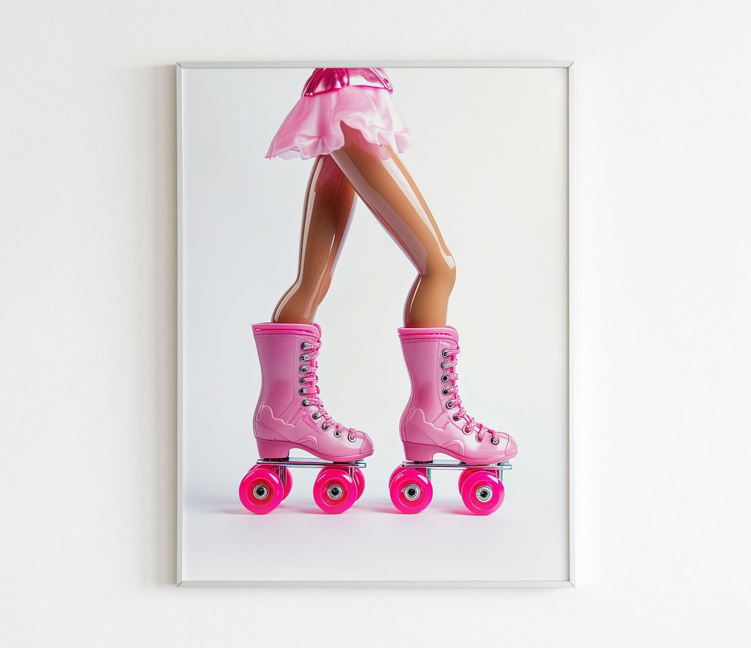 Eclectic Printable Wall Art, Pink Roller Skating, Barbie Pink ...