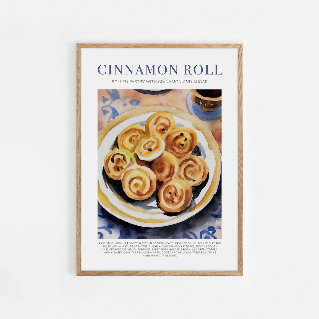 Cinnamon Roll Poster Food Print Modern Kitchen Decor Retro - Etsy