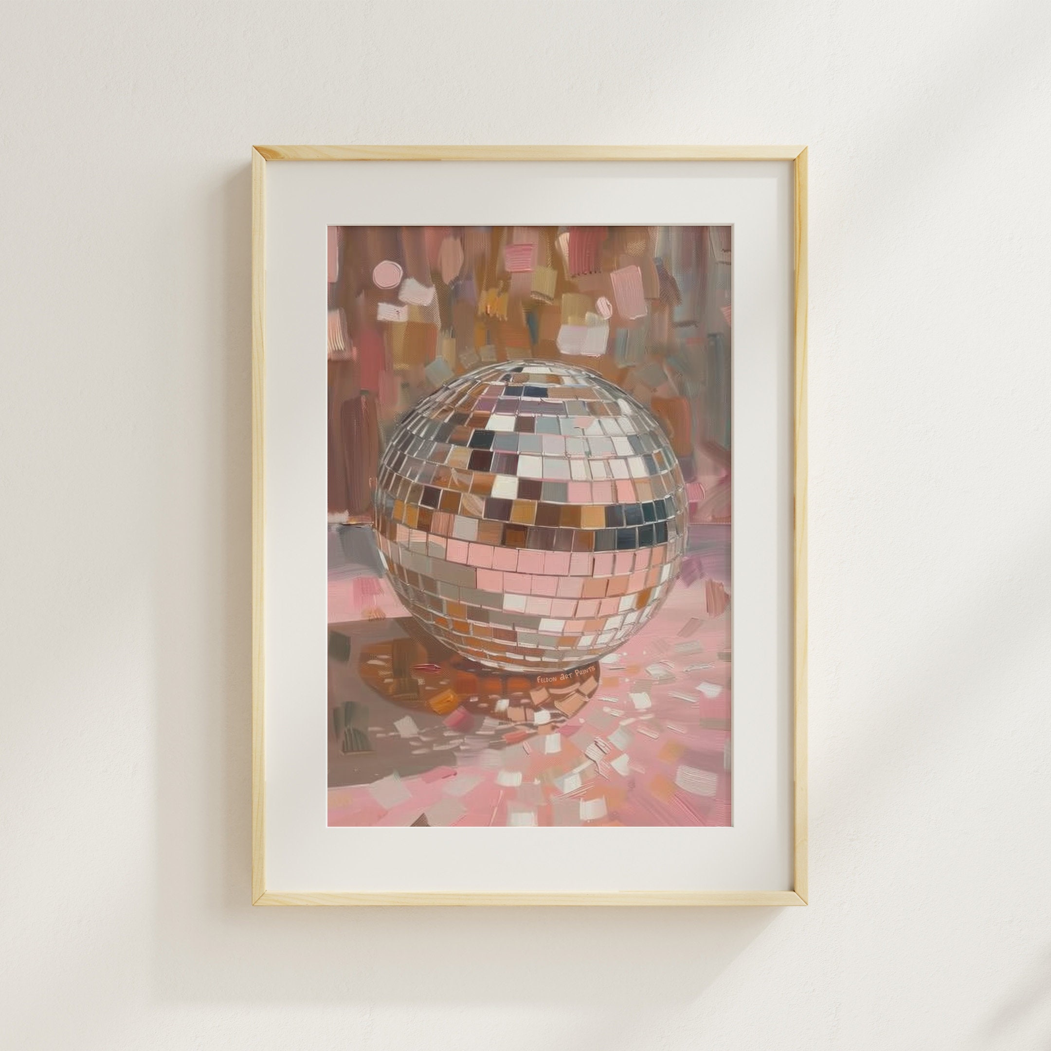 Mirrorball Poster | Hot Pink Wall Art | Printable Art | Disco Ball ...