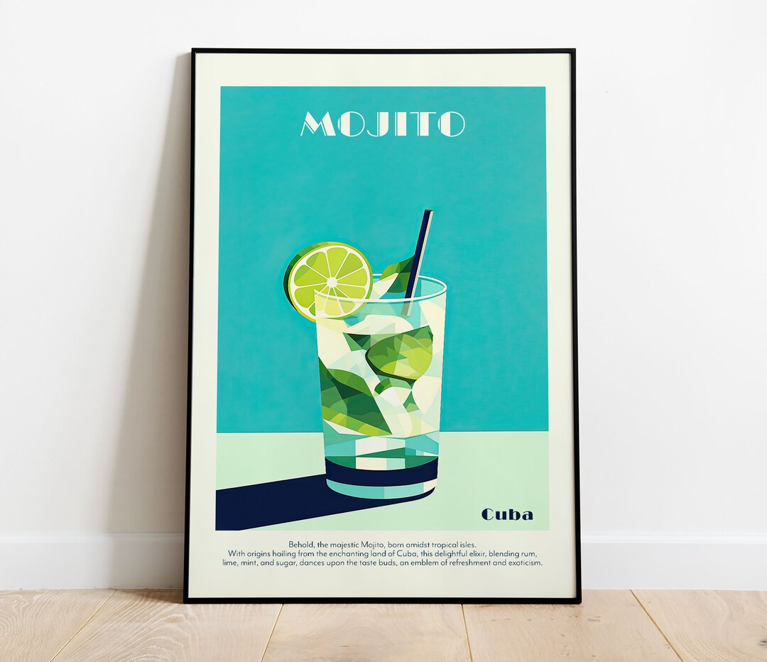 Mojito Poster, Cocktail Print, Food Print, moderne Küchendeko ...
