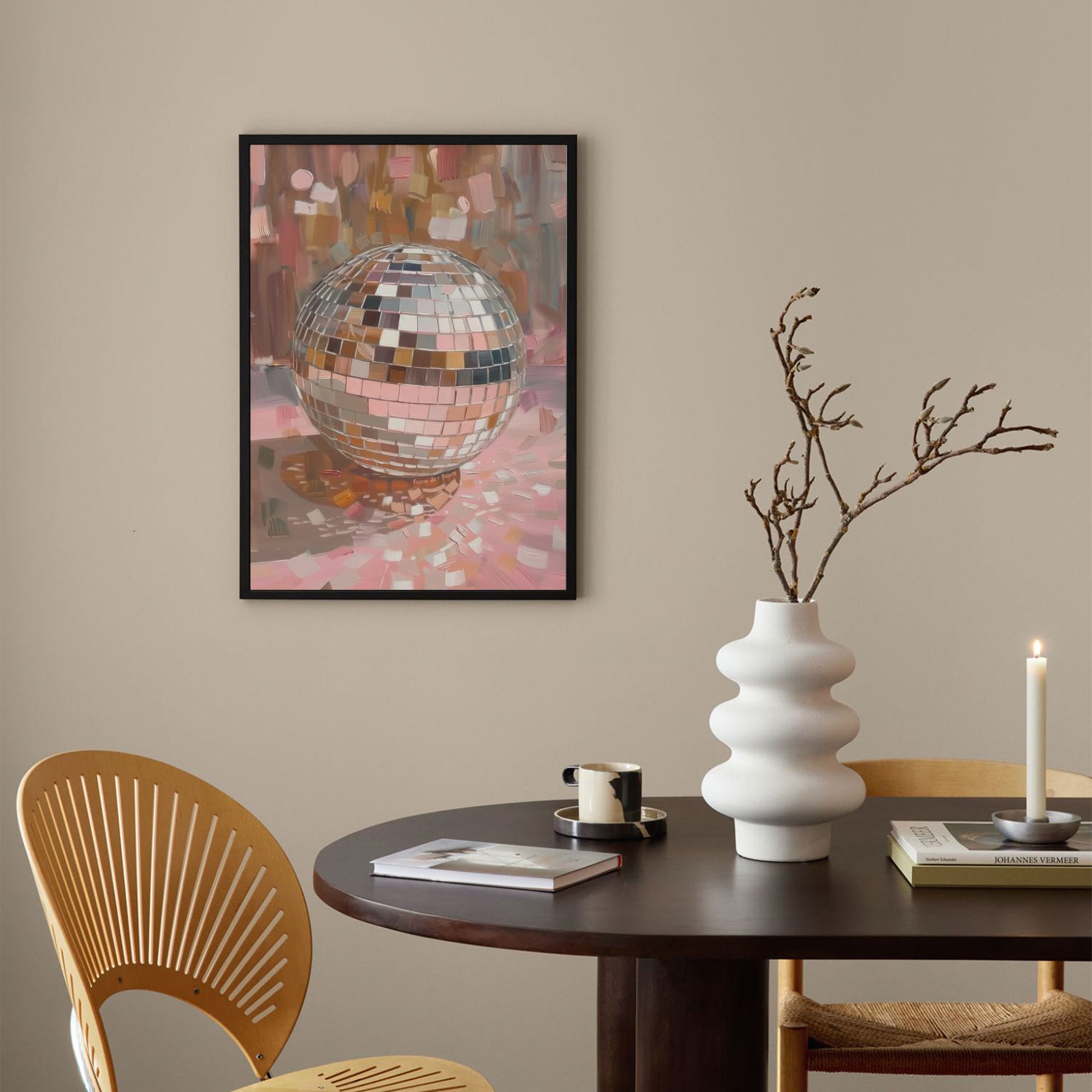 Mirrorball Poster | Hot Pink Wall Art | Printable Art | Disco Ball ...