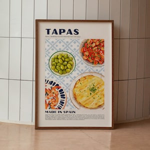 Tapas Art Print, Tapas Poster, Tapas Food Art, Spain Cuisine, Spain ...