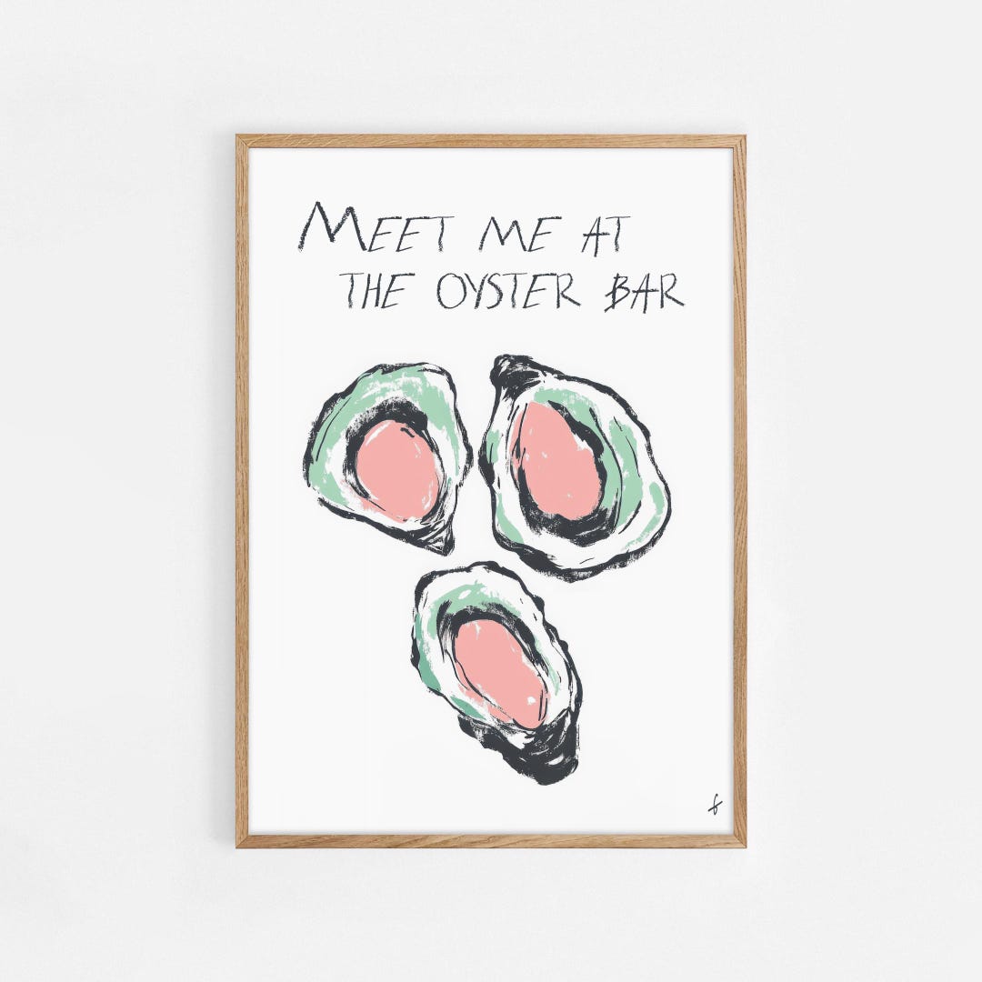 Oysters Bar Poster - Retro Drink Poster - Seafood Print - Bar Cart ...