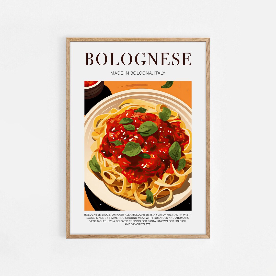 Bolognese Art Print Pasta Food Poster Spaghetti Artwork - Etsy