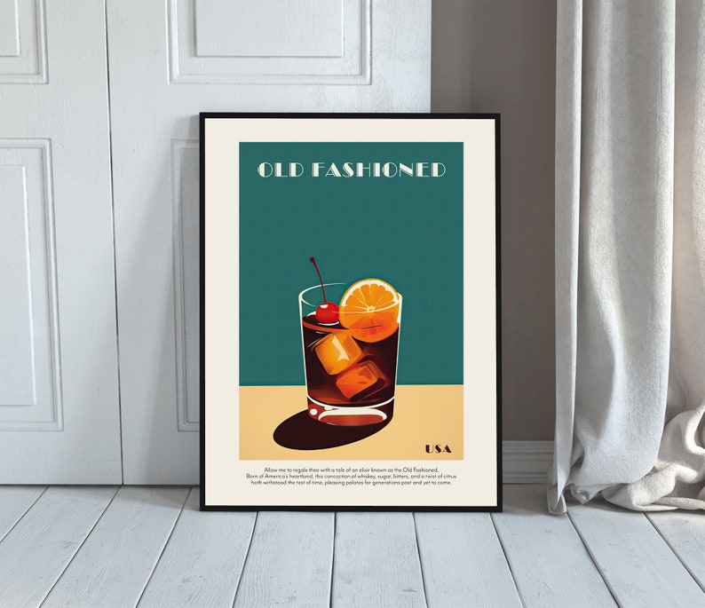 Old Fashioned Print Cocktail Printable Old Fashioned - Etsy