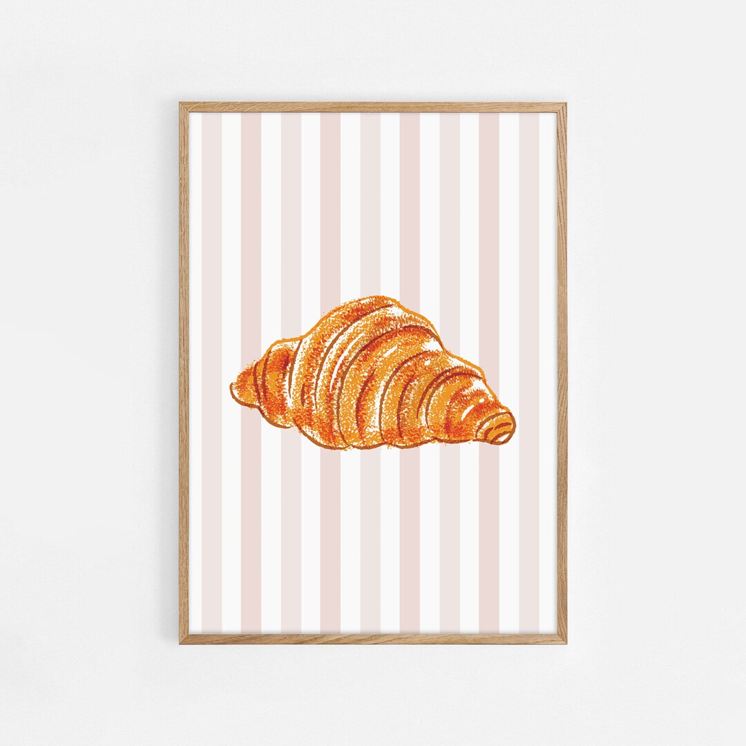 Croissant Wall Art Print, Kitchen Wall Art, Trendy Home Decor, Food ...