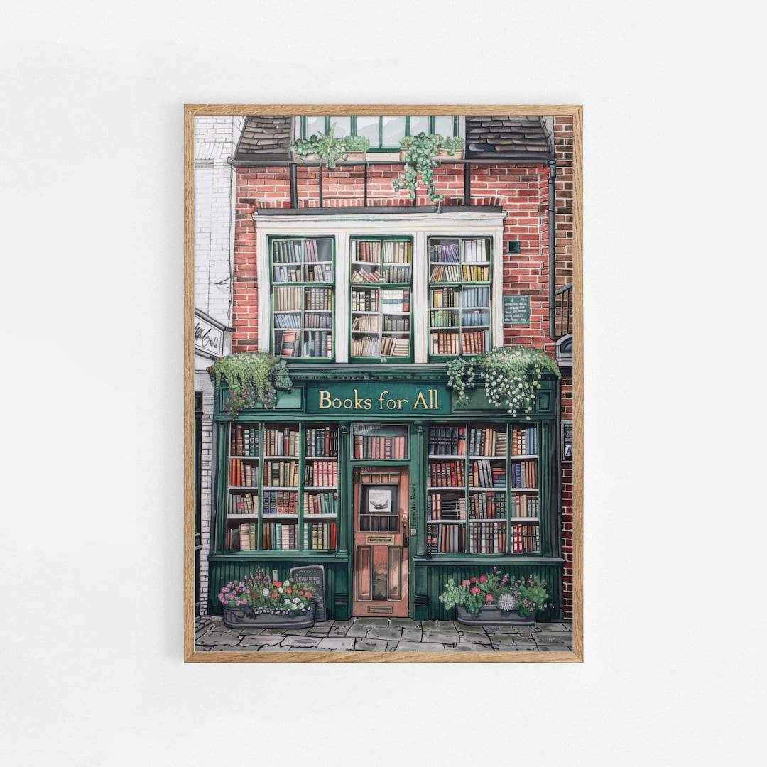 New York Bookshop Illustration, Bookshop Art Print, A Bookshop Poster ...