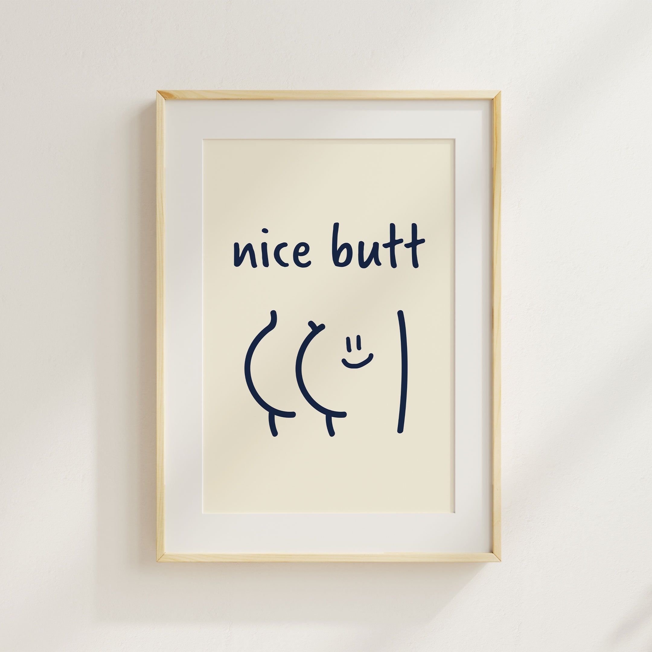 Nice Butt Wall Print, Funny Toilet Poster, Retro Bathroom Wall Decor ...