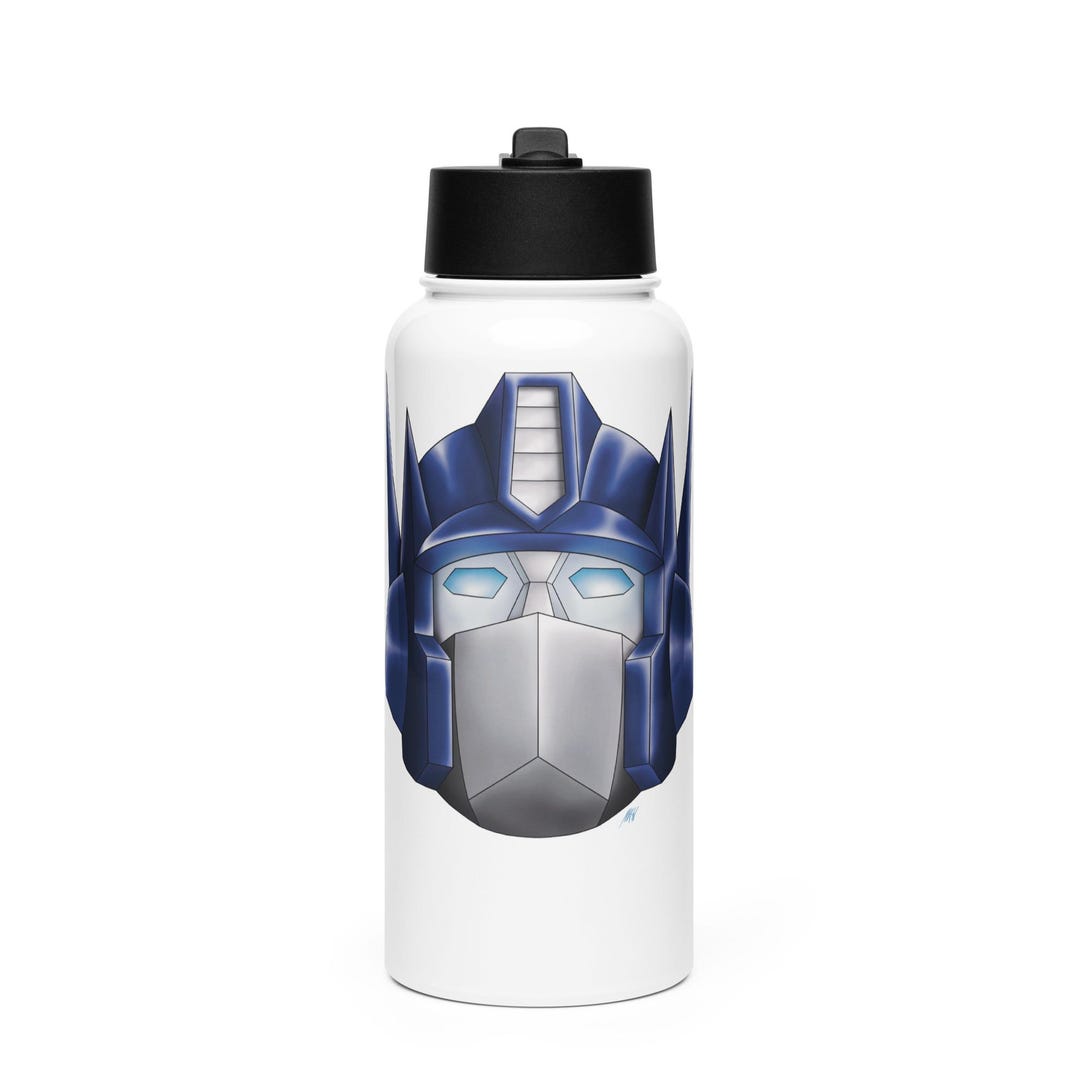 Optimus Prime's Face Stainless Steel Water Bottle With a Straw Lid - Etsy