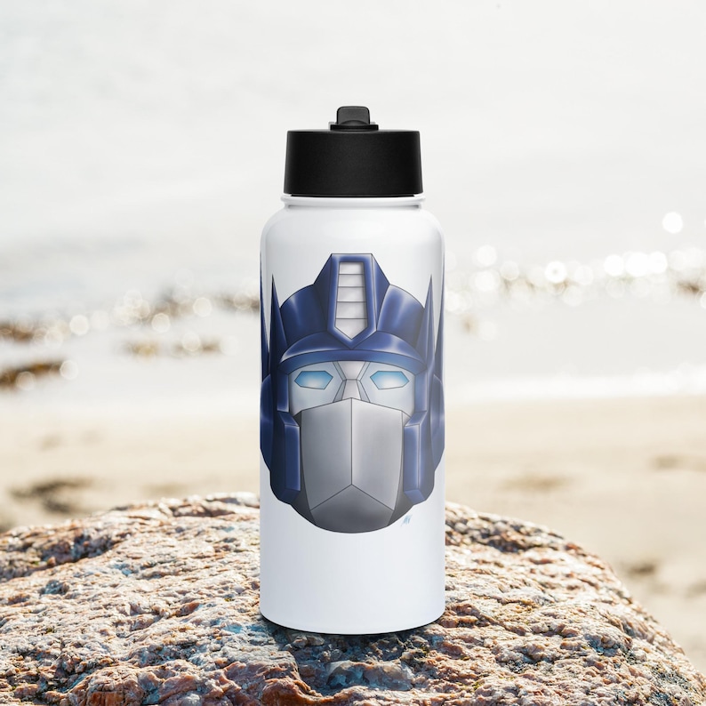 Optimus Prime's Face Stainless Steel Water Bottle With a Straw Lid - Etsy