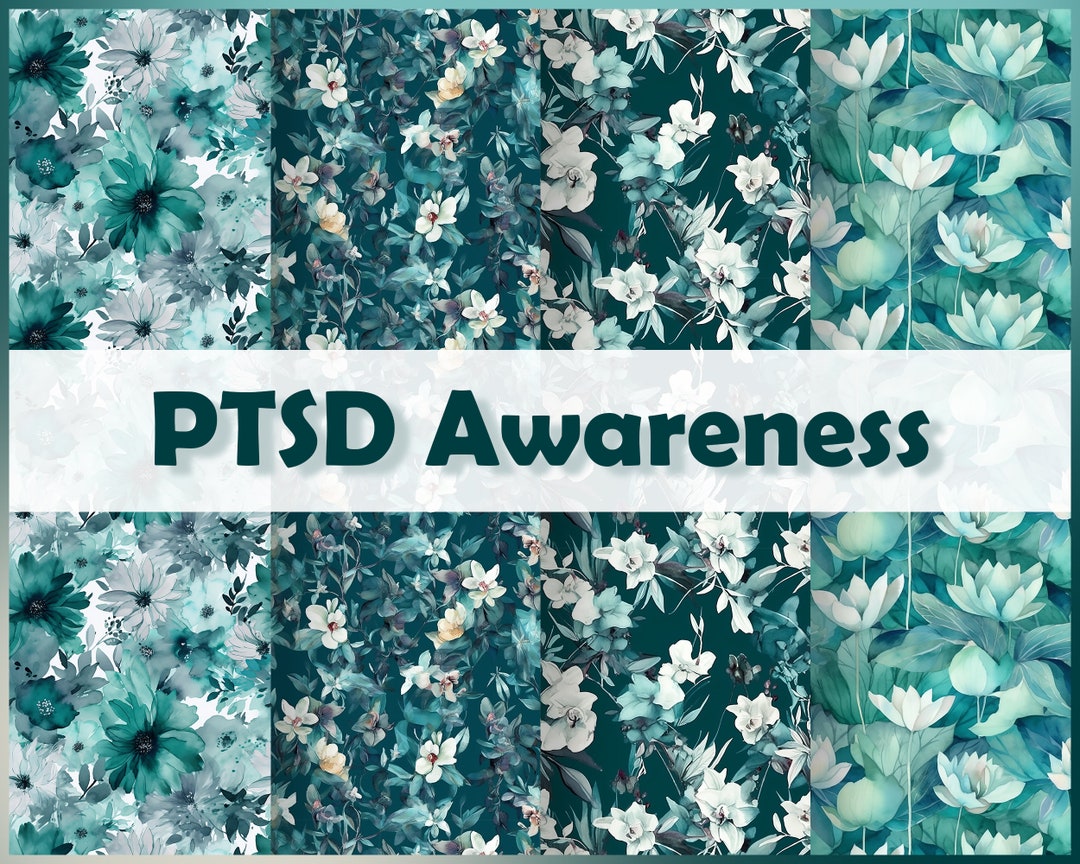 Floral Patterns X6, PTSD Awareness, Seamless Digital Paper, Seamless ...