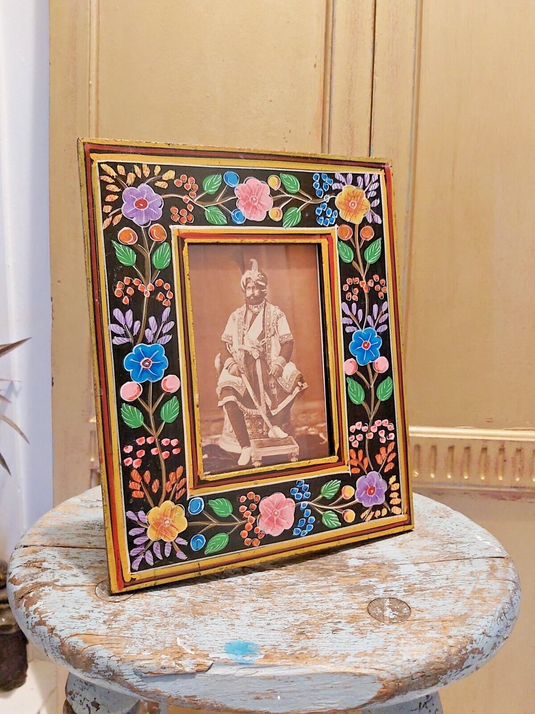 Hand Painted Indian Wooden Photo Frame - Etsy