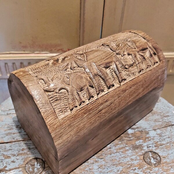 Indian Carved Wood Box - Etsy UK