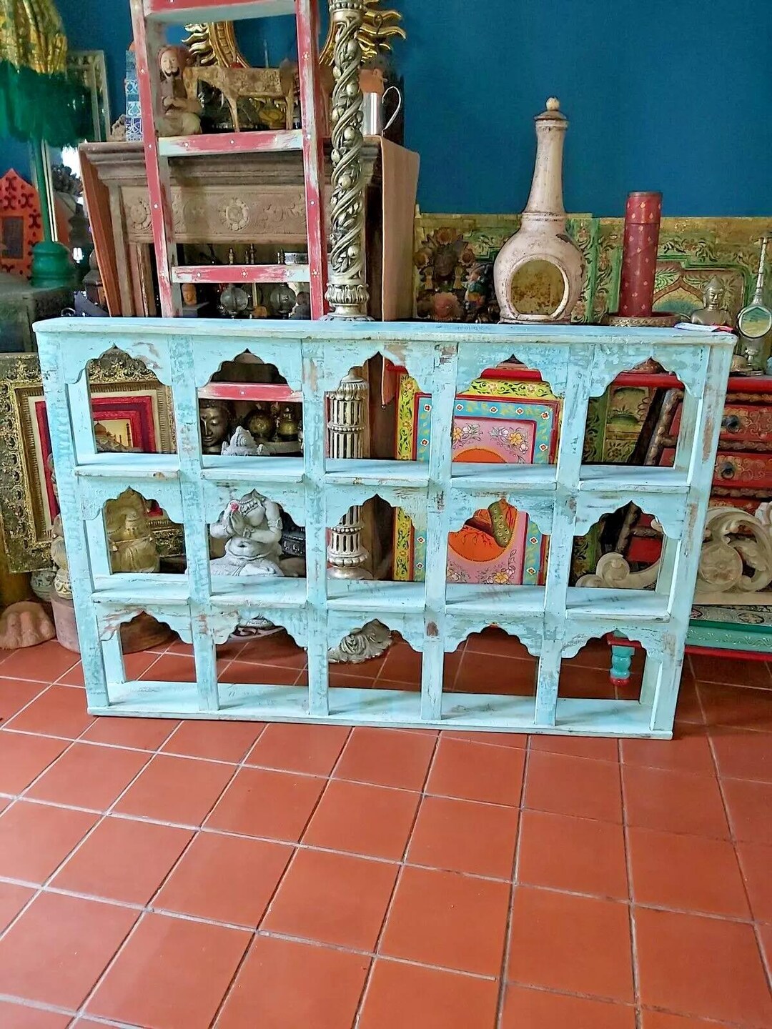 Large Vintage Style Indian Fifteen Arch Wooden Temple Shelf - Etsy