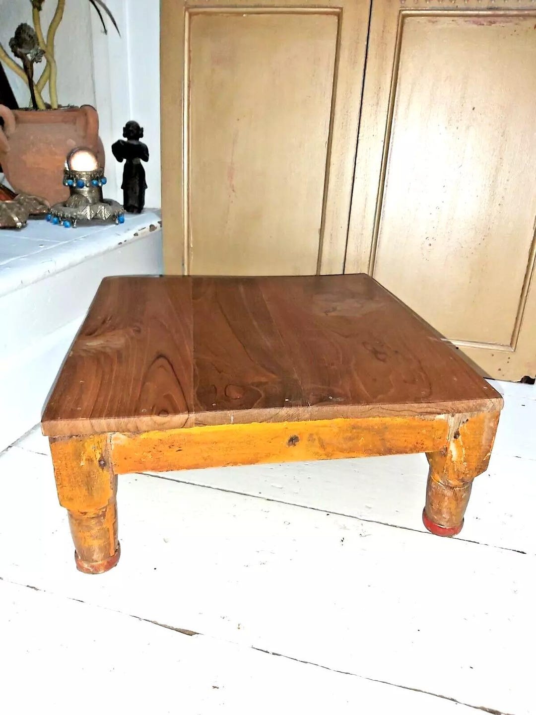 Vintage Indian Solid Wood Chowki Table - Etsy UK